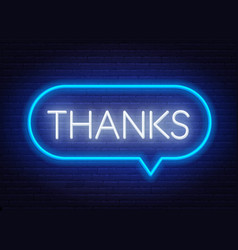 Thank you neon sign on brick wall background Vector Image