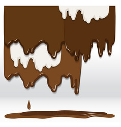 Vanilla cream melted on chocolate bar background Vector Image
