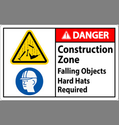 Danger sign construction zone falling objects Vector Image