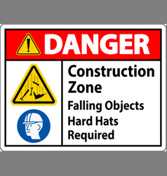Danger sign construction zone falling objects Vector Image