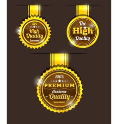 Golden sticker labels Royalty Free Vector Image