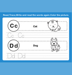 Alphabet letter c-cat exercise with cartoon Vector Image