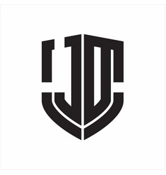 Jd logo monogram with shield shape isolated blue Vector Image