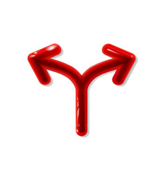 Red double curved arrow sign hand-drawn symbol Vector Image