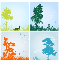 Four seasons of tree and landscape Royalty Free Vector Image