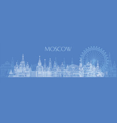 Moscow skyline line art 11 Royalty Free Vector Image