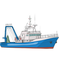 Fishing boat ocean waves engraving sketch Vector Image