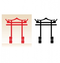 Japanese red gate traditional oriental landmark Vector Image