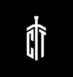 Ct monogram logo circle ribbon style outline Vector Image