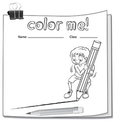 A color me worksheet with clock Royalty Free Vector Image