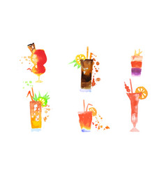 Hand drawn drinks and alcoholic cocktails big set Vector Image