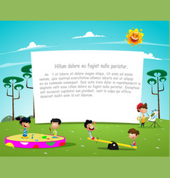 Border design with children in the playground Vector Image