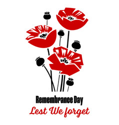 Remembrance day emblems set with red poppy flowers
