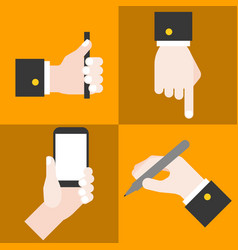 Hand gestures icons set with name Royalty Free Vector Image