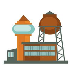 Factory building red icon in the flat style Vector Image