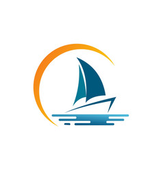 Sailing boat star compass gold logo Royalty Free Vector