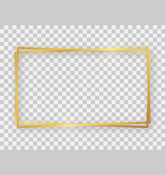 Golden frame in rectangle shape with light effect Vector Image