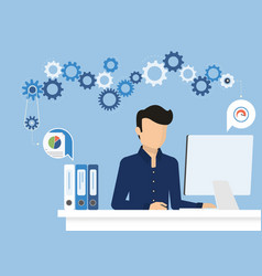 Businessman working on computer icon Royalty Free Vector