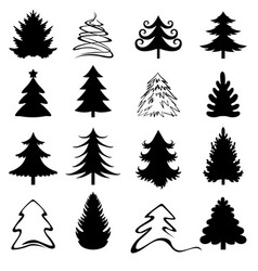 Set of doodle hand drawn christmas trees Vector Image
