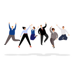 Cartoon employee team office workers group happy Vector Image