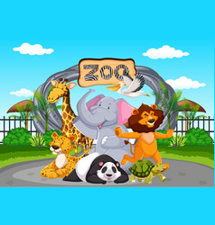 Wild animals and zoo sign Royalty Free Vector Image