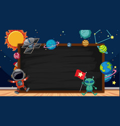 Border template with astronaut in space Royalty Free Vector