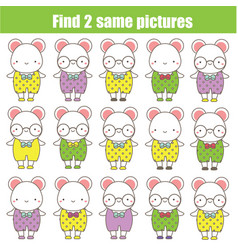 Find same picture game cartoon Royalty Free Vector Image
