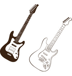 Electric and bass guitar headstock silhouettes Vector Image