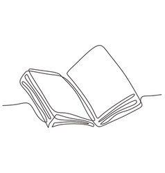 Single continuous line drawing of an open book Vector Image
