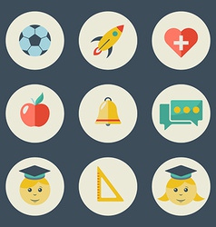 School icons flat design set Royalty Free Vector Image