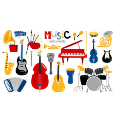 Funny musical instruments cartoon characters Vector Image