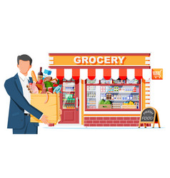 Street shop building fruit and vegetable store Vector Image