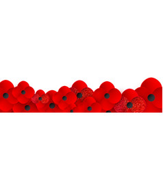 Remembrance anzac day web header poppies flowers Vector Image