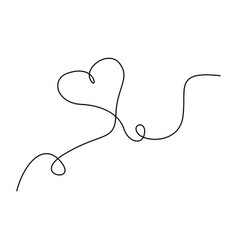 Flower heart symbol of love one line Royalty Free Vector
