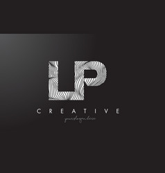 Lp l p brush logo letters with red and black Vector Image