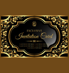 Black and gold exclusive invitation card design Vector Image