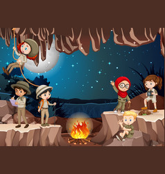 Night view from the cave Royalty Free Vector Image