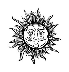 Antique style sun with face of the god apollo Vector Image