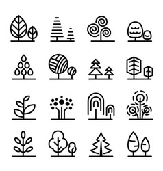 Tree line up silhouette set collection Royalty Free Vector
