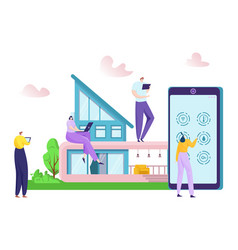 Smart house remote control cartoon concept Vector Image