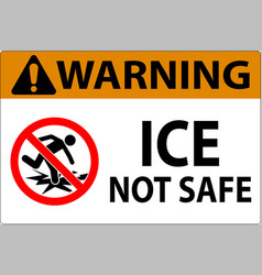 Warning sign ice not safe Royalty Free Vector Image
