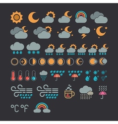 Realistic weather icons on transparent Royalty Free Vector