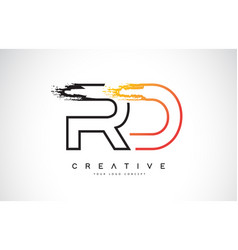 Rd letter logo design with black smoke Royalty Free Vector