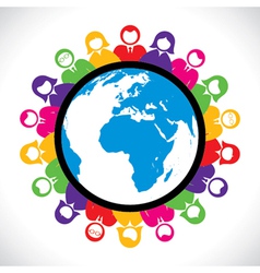 Earth globe with people planet Royalty Free Vector Image