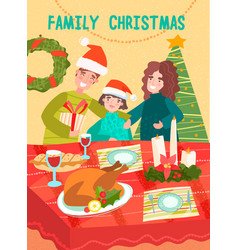 Family having christmas dinner together Royalty Free Vector