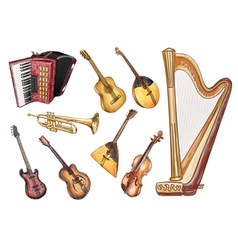 A set of classic strings percussion and wind Vector Image
