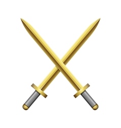 Two crossed swords of gold on white background Vector Image