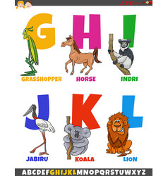 Alphabet with animals a to i Royalty Free Vector Image