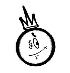 Graffiti emoticon with crown smiling face painted Vector Image