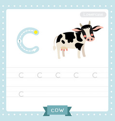 Letter c lowercase tracing practice worksheet Vector Image